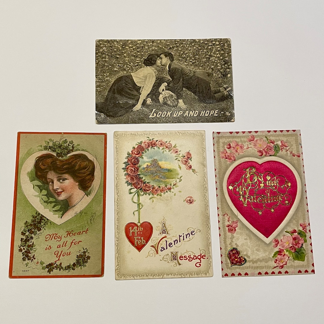 Antique Lot 4 Valentines Day Postcards Circa 1911, Included 1 With ...