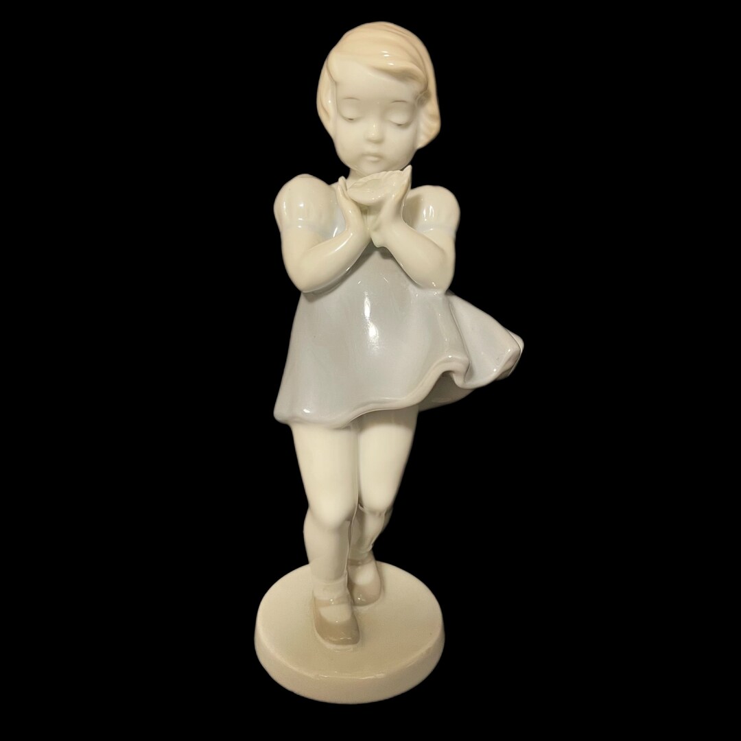 Vintage Porcelain Figure of A Young Girl Holding A Flower, Designed by ...