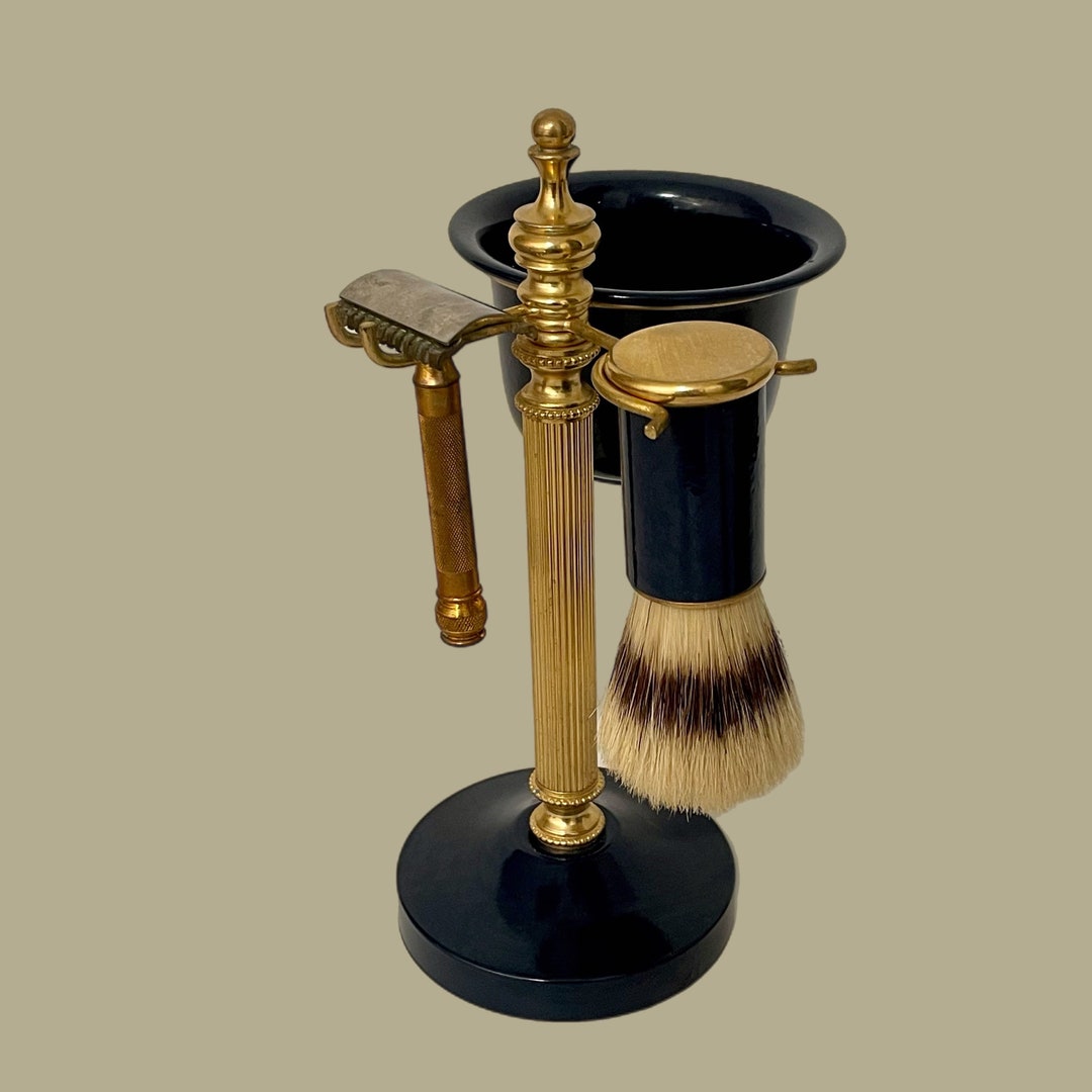 Vintage Mens Shaving Set Kit With Stand, Badger Shaving Brush, Gillette ...
