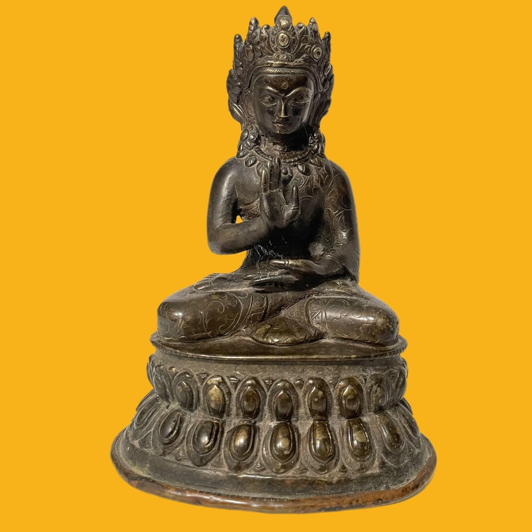 Old Vintage Tibetan Buddhism Temple Bronze Heavy Weighted Mixed Metal ...