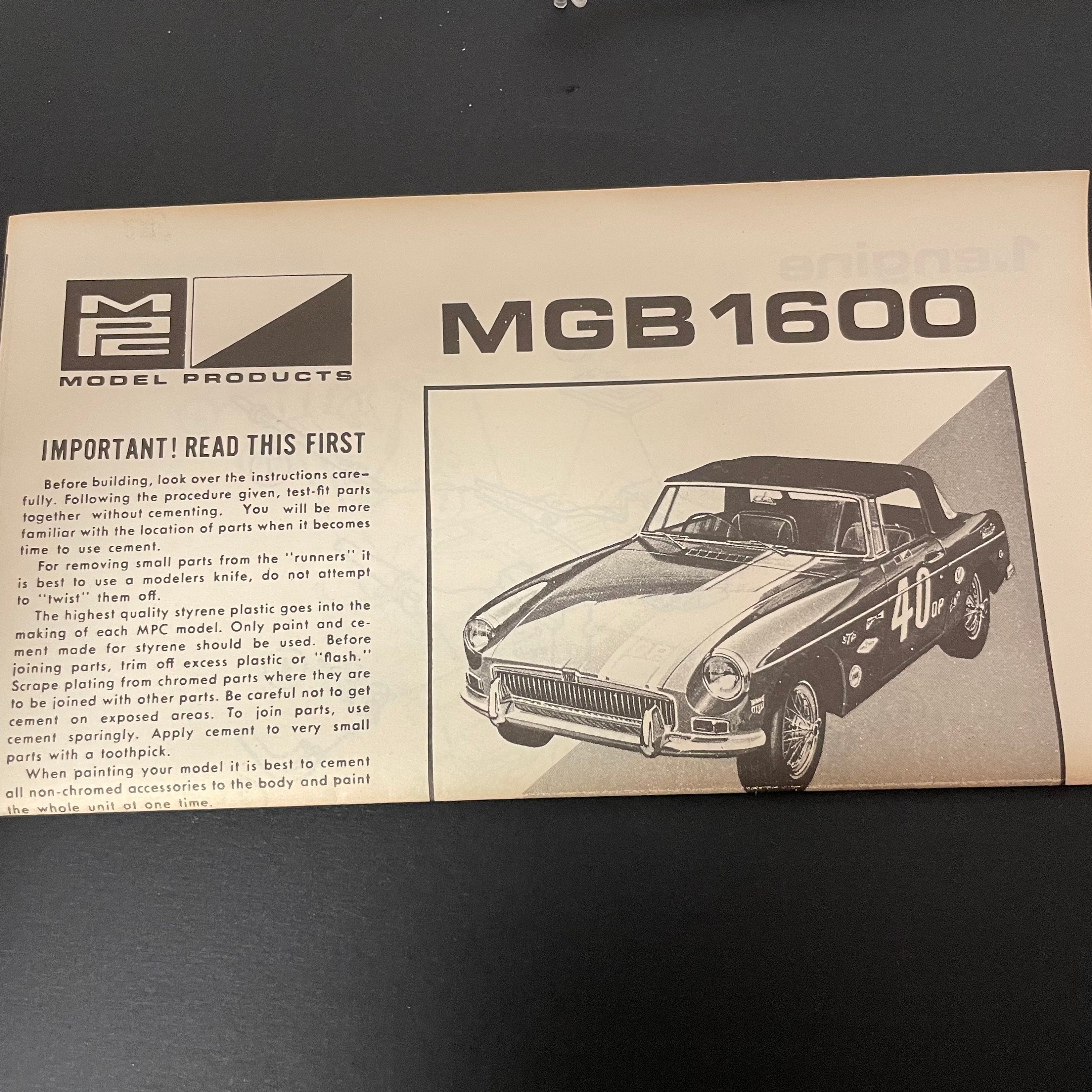Rare Vintage MGB Model 1/32 Scale Kit by MPC 7506-120, Made in 1970s ...