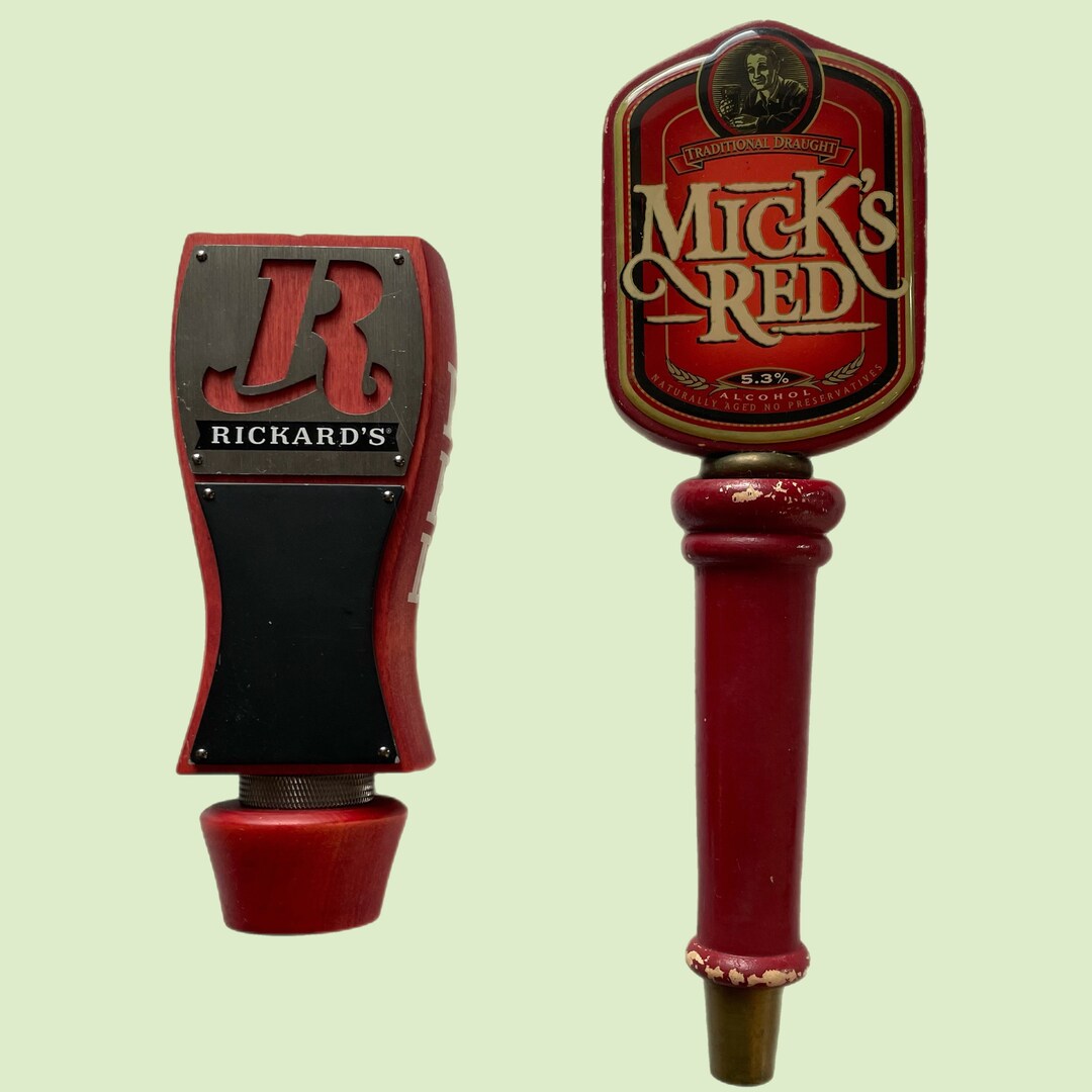 Set of 2 Wooden Beer Tap Handles Mick’s Red Draught Beer and Rickard’s ...