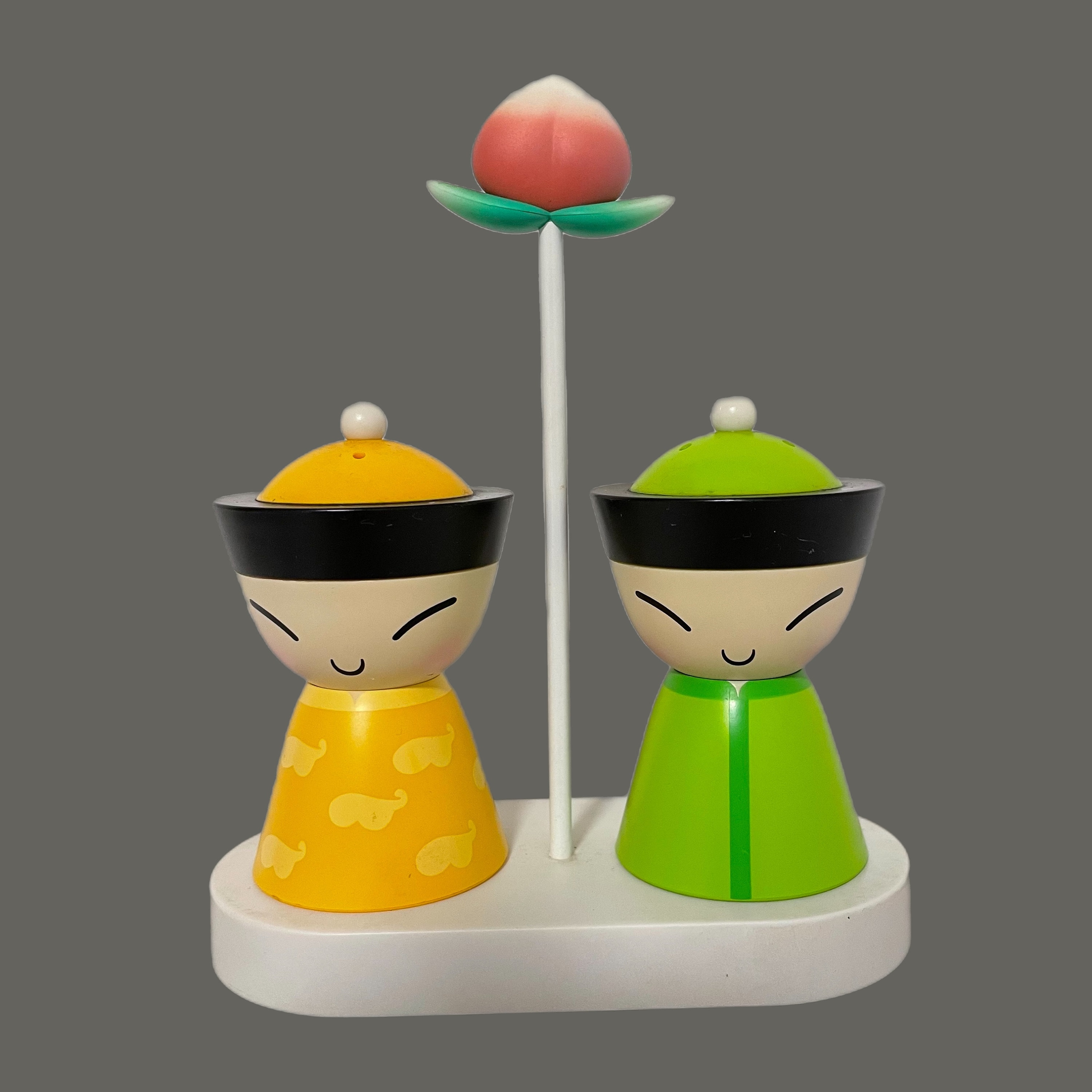 Retro Alessi Mr and Mrs Chin Salt and Pepper Shaker Set, Green and ...
