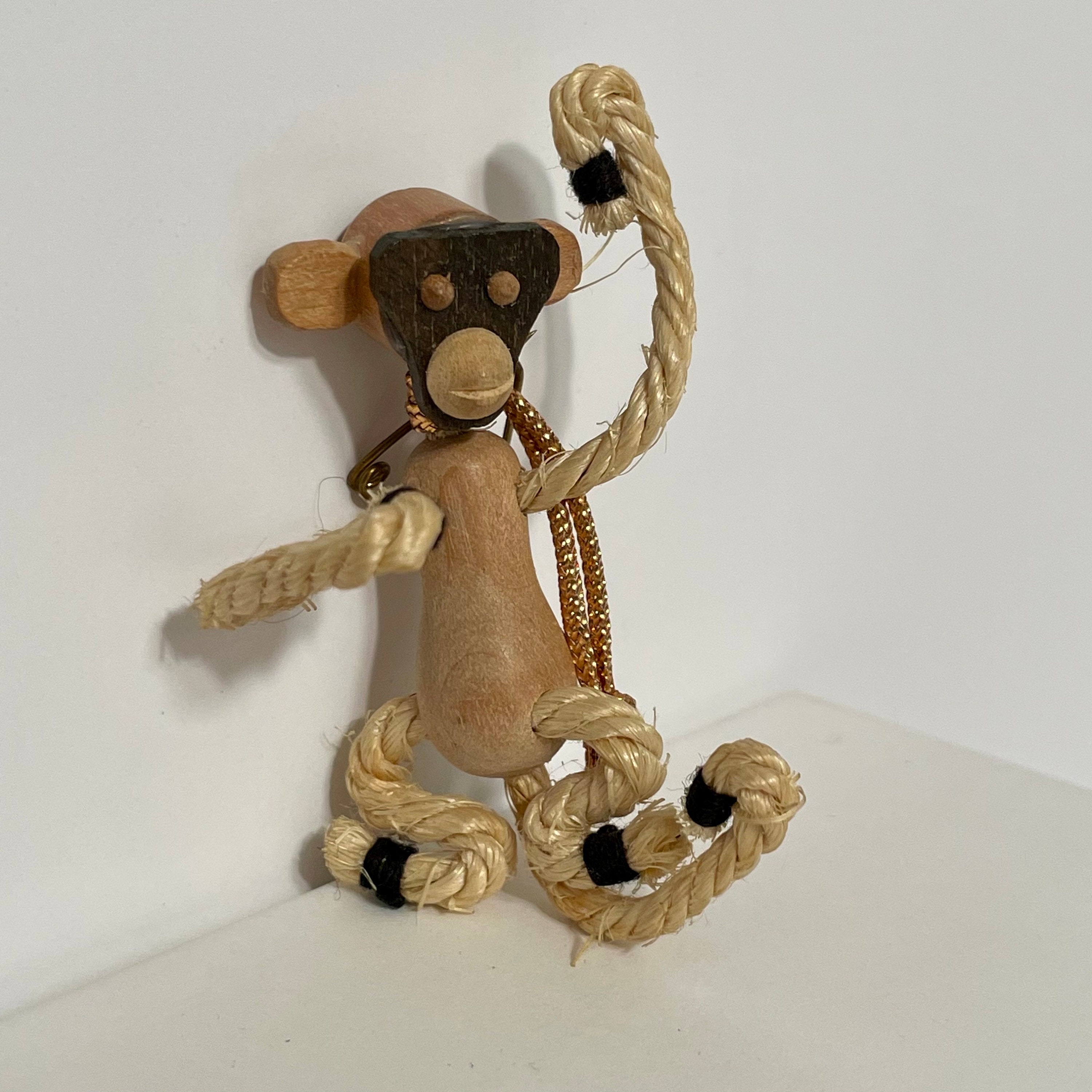 Vintage 1958 Zoo Line Monkey Pin Brooch Ornament Designed by Kay Bojesen Adorable Wooden Monkey ...
