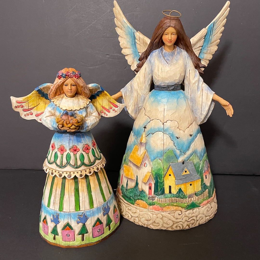2 Retro Heartwood Creek Angels by Jim Shore 2003 Angel Watcher of ...