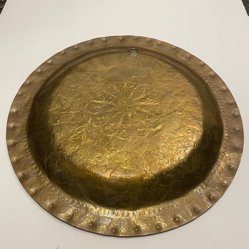 Old Middle Eastern Embossed Copper/brass Toned Metal Wall Art Plate ...