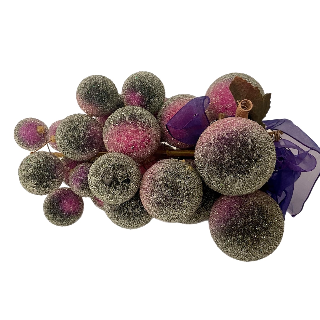 Vintage MCM Extra Large Sugared Grapes Cluster, Bunch of Frosted Purple ...