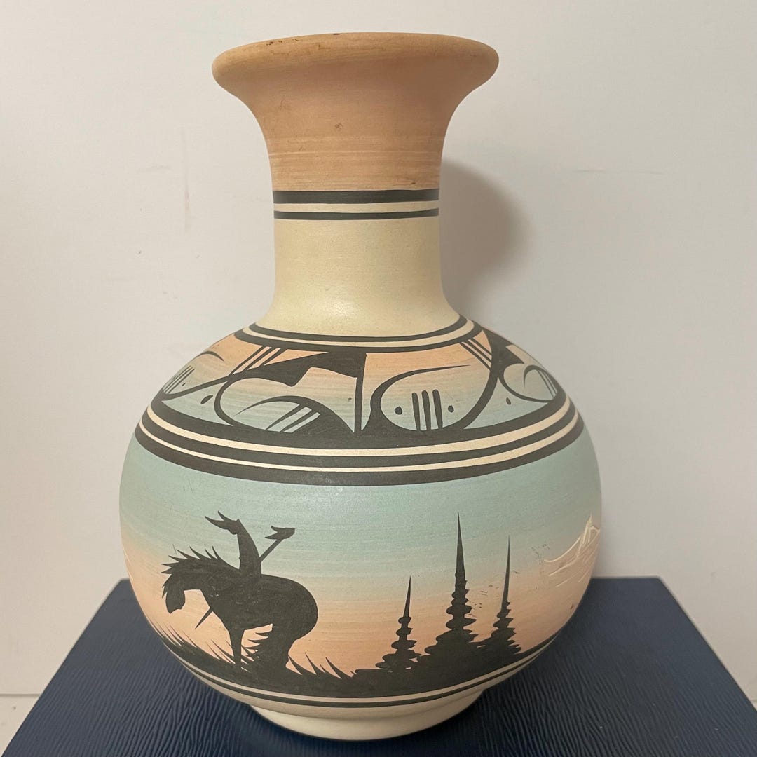 Vintage Navajo Pottery Vase Signed Yazzie, Native American Art Pottery ...