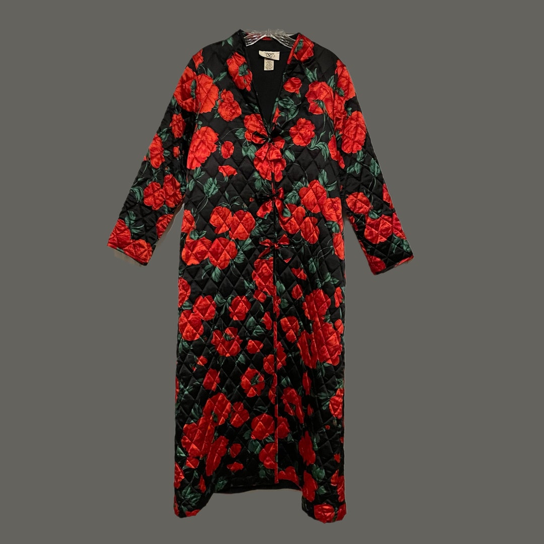 VTG Retro Valentino Intimo Lavish Lounging Robe, Full Length Bold Red ...
