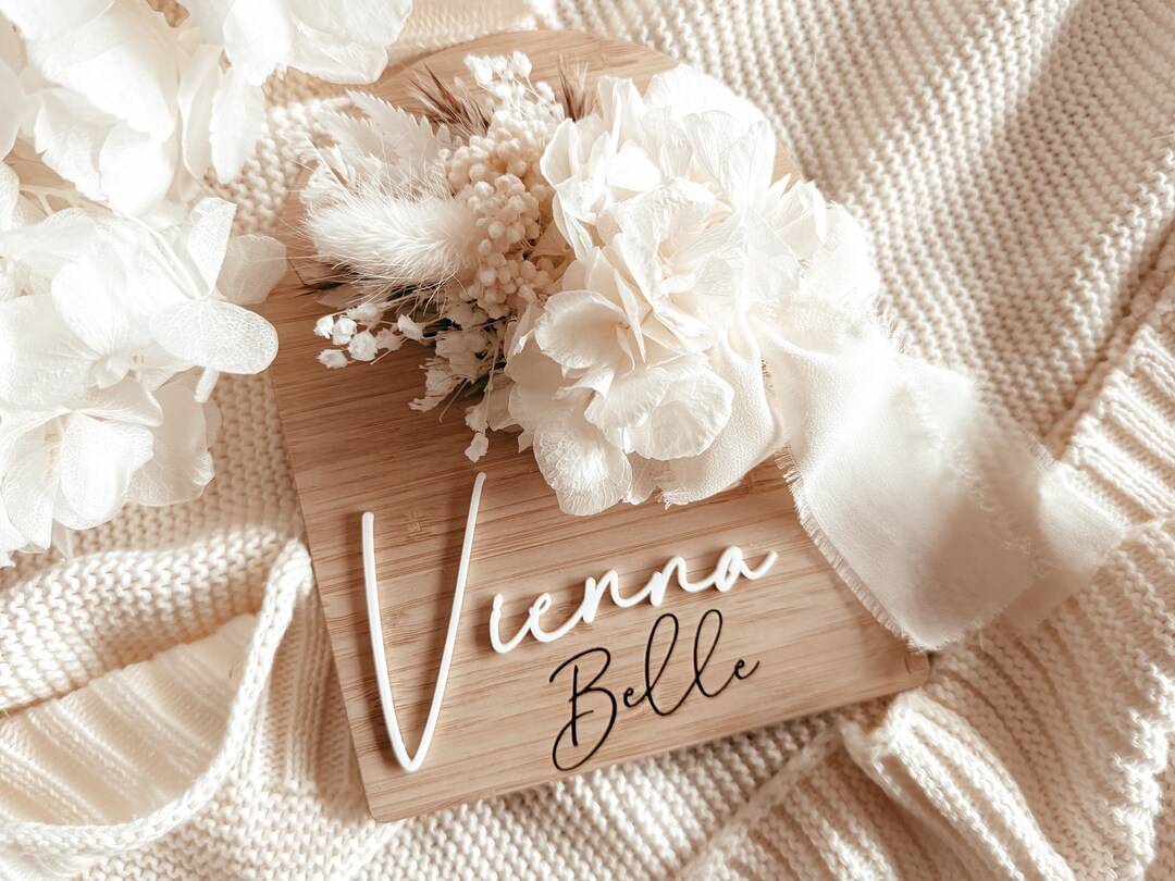 Dried Flower Name Sign With Ribbon - Etsy