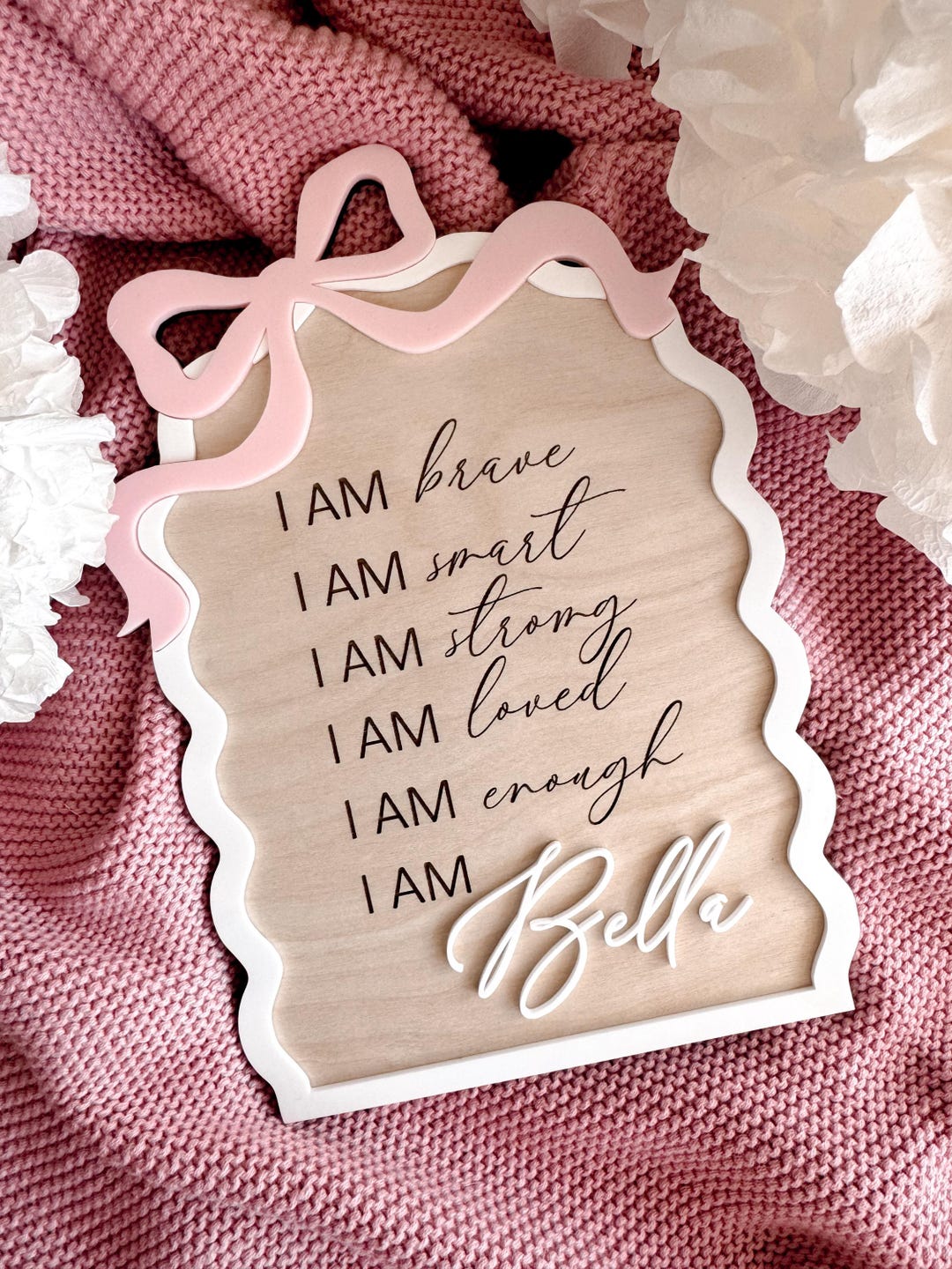 I Am…. Affirmation Sign With Pink Bow - Etsy