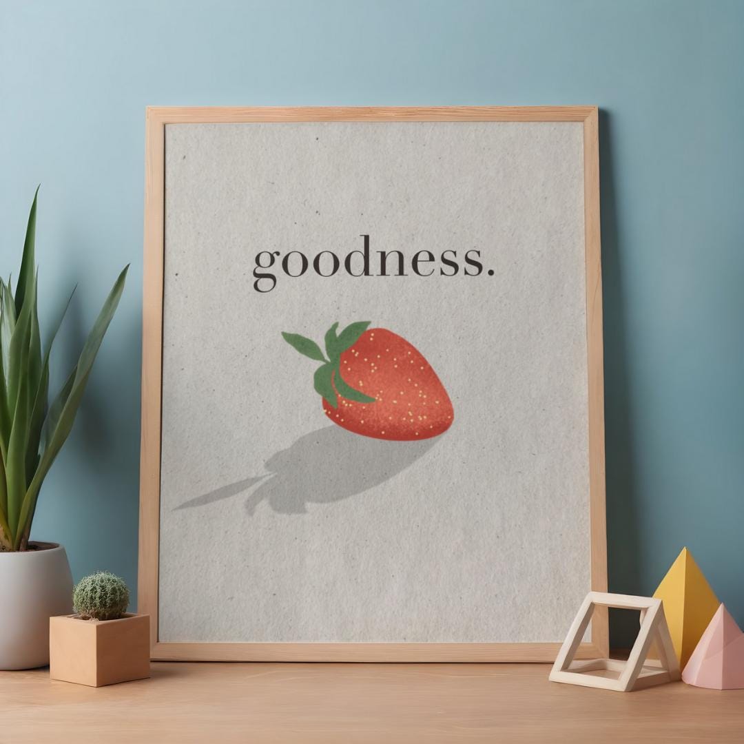 Strawberry Art Print – Christian Bible Verse, Minimalist Fruit of the ...