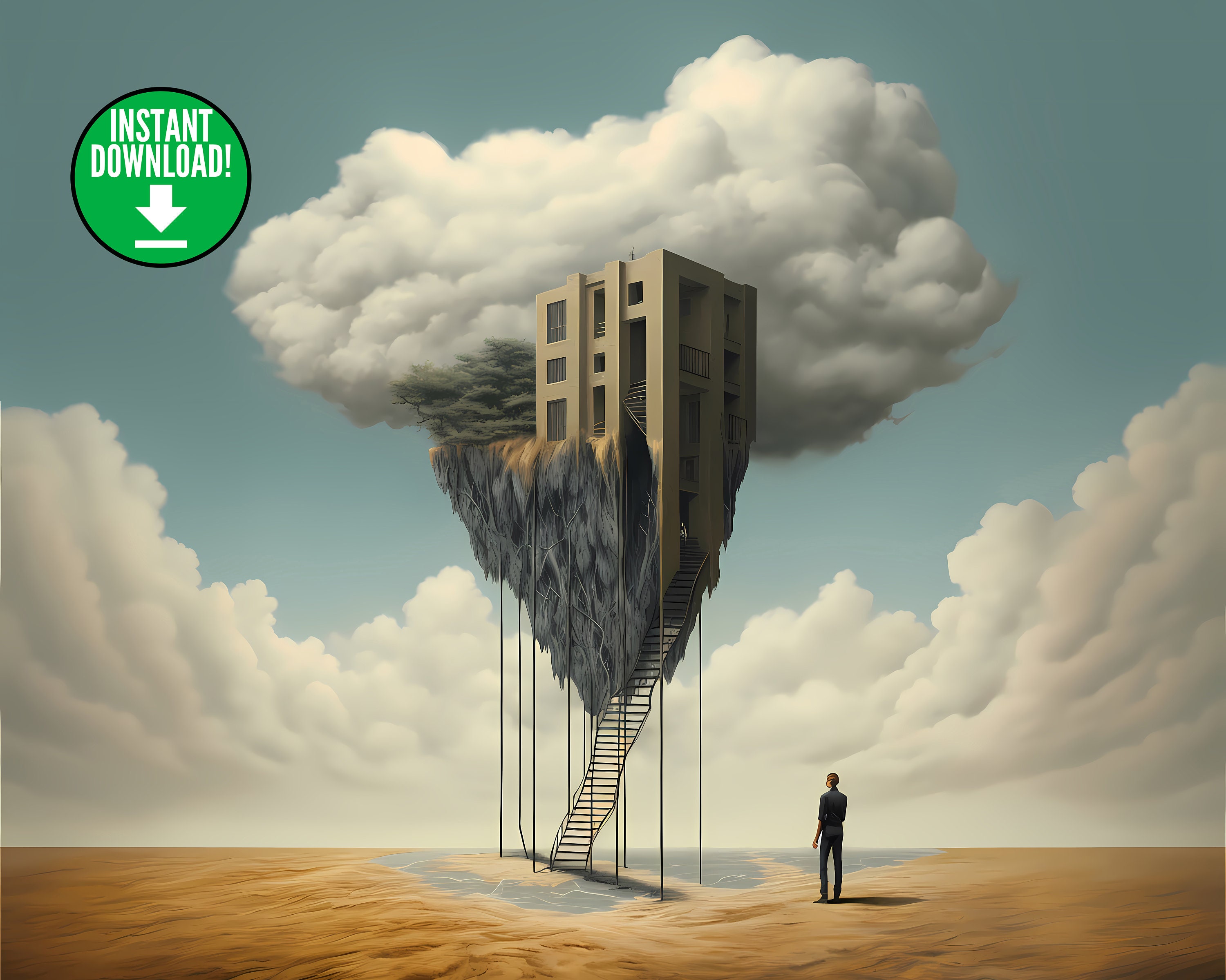 Hopeful Sky, Surreal Art, Surreal Wall Art, Surreal Art Print, Digital ...