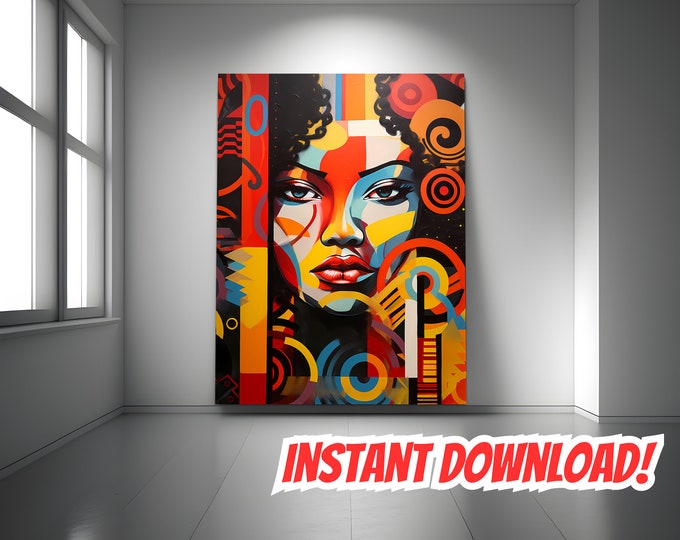 Canvas| Black Art | Pop Art Afro Woman | Black Art | Home Decor| Art ...