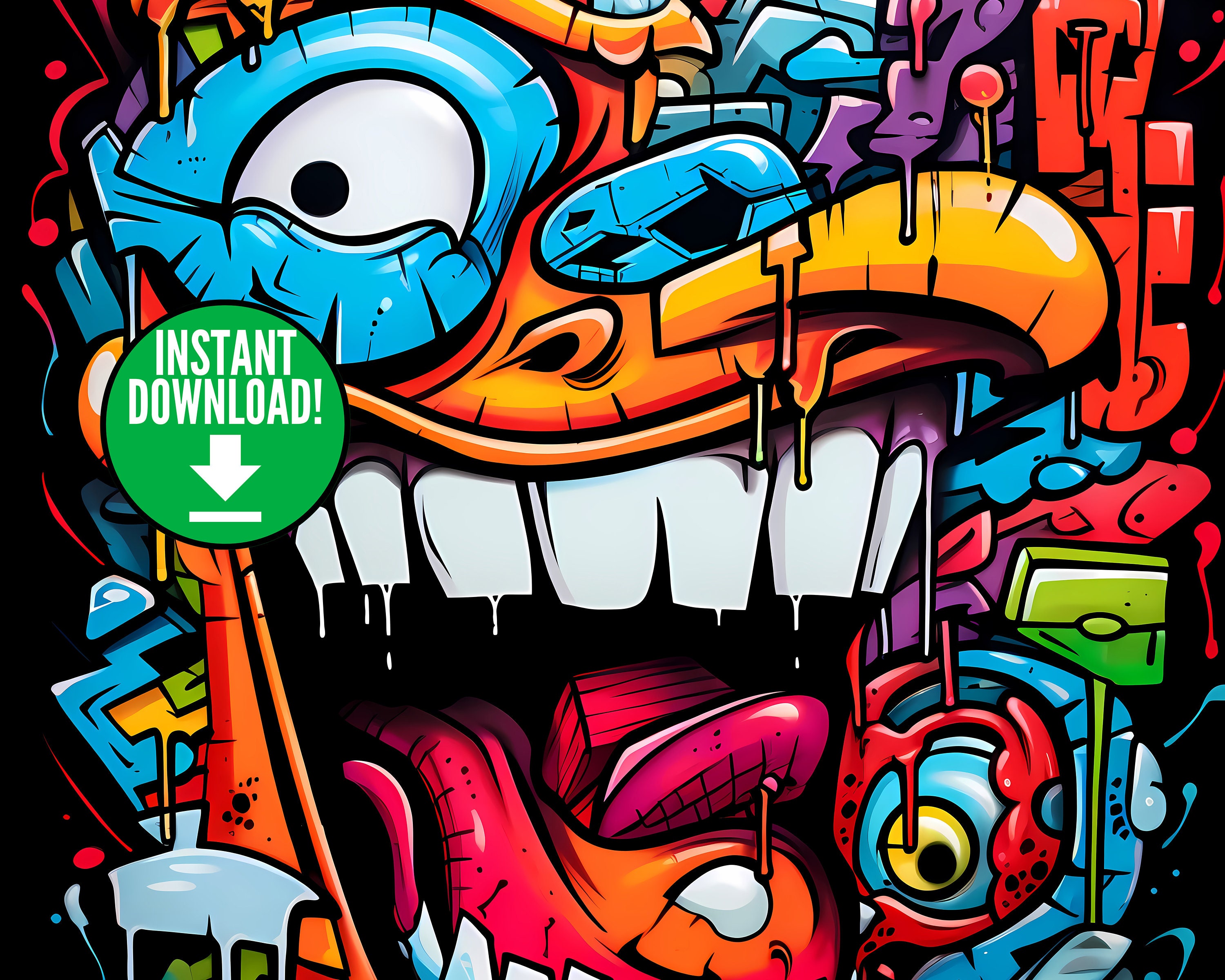 Oeni, Graffiti Wall Art, Graffiti Wall Art Canvas, Modern Graffiti Wall ...