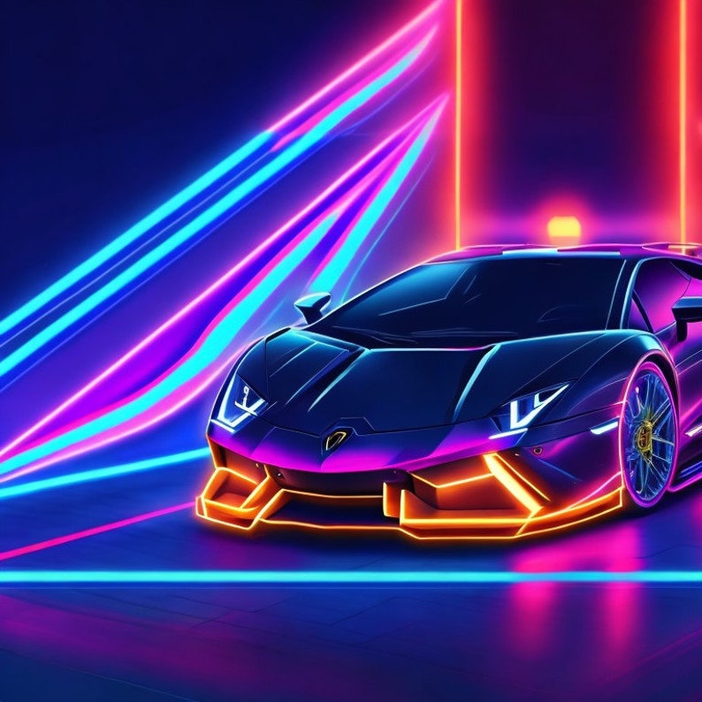 Abstract Neon Futurist Lamborghini Car,car,lamborghini, Futurist Lamborghini,abstract,neon - Etsy