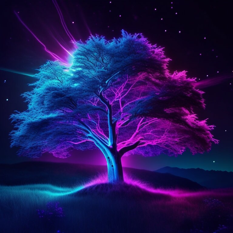 Neon Space of Tree, Tree , Neon - Etsy