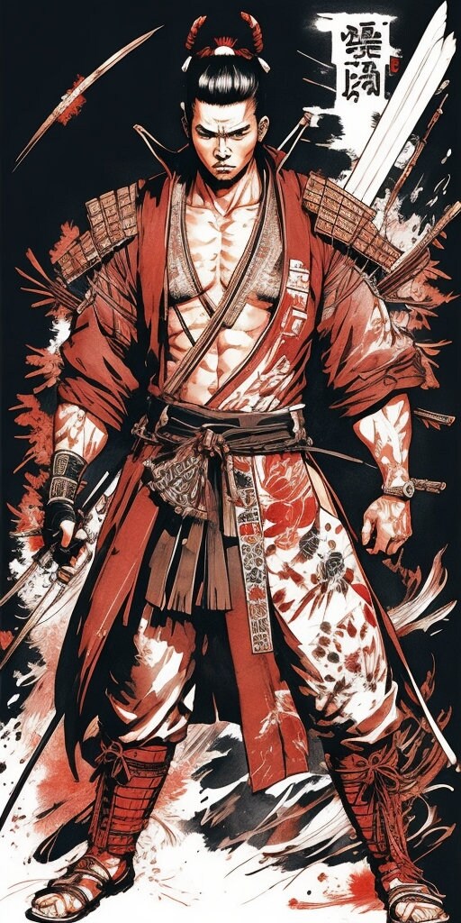 Sticker of a Japan Samurai Full Body Kim Jung Gi Freedom - Etsy