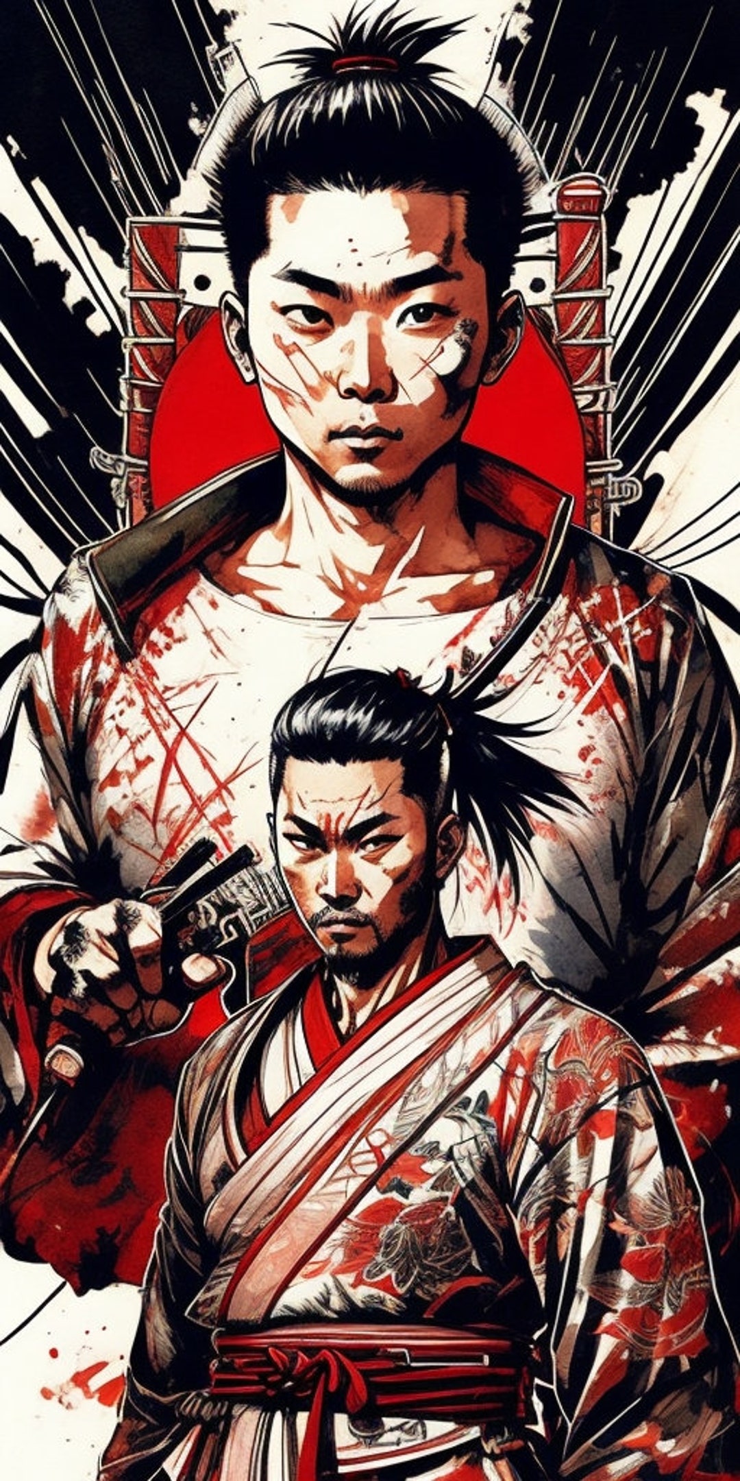 Sticker of a Japan Samurai, Full Body, Kim Jung Gi, Freedom - Etsy