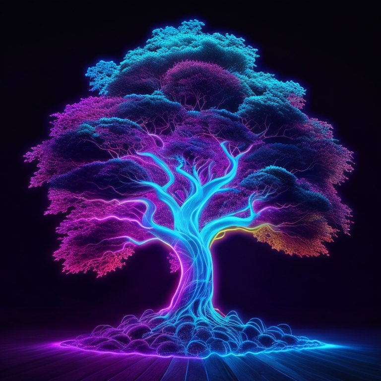 Neon Space of Tree, Tree , Neon - Etsy