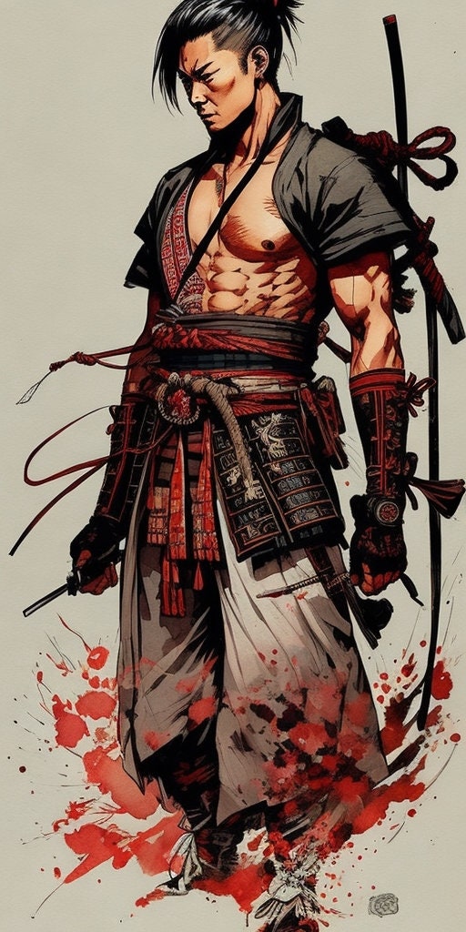 Sticker of a Japan Samurai, Full Body, Kim Jung Gi, Freedom - Etsy