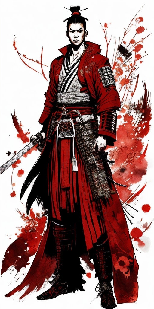 Sticker of a Japan Samurai, Full Body, Kim Jung Gi, Freedom - Etsy