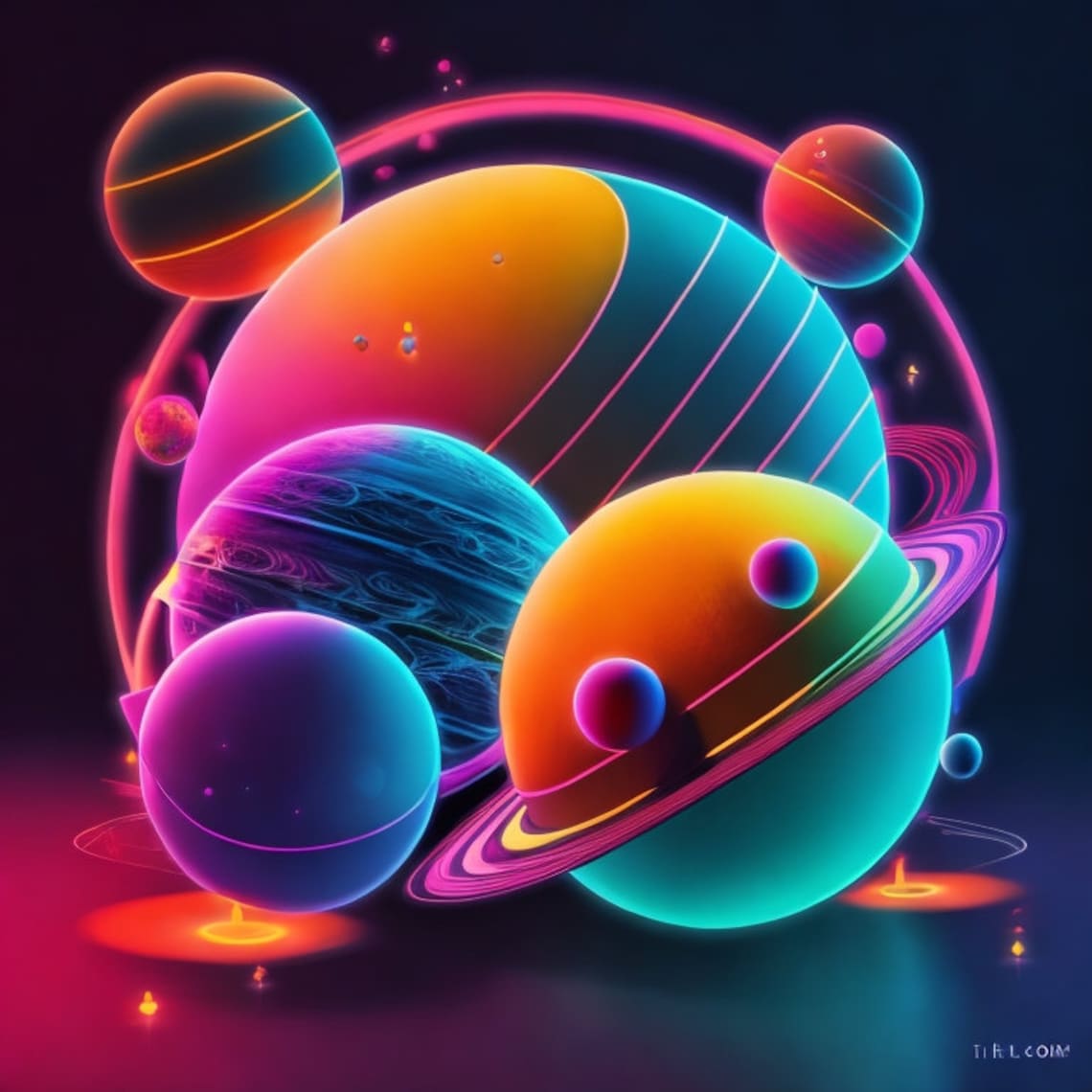 Neon Planets, Neon Colorful Planets, Planets, Neon Art, Colorful Art - Etsy