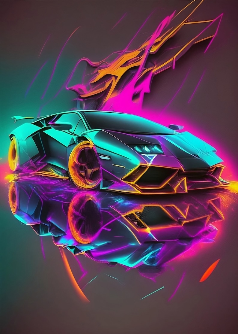 Abstract Neon Futurist Lamborghini Car,car,lamborghini, Futurist ...