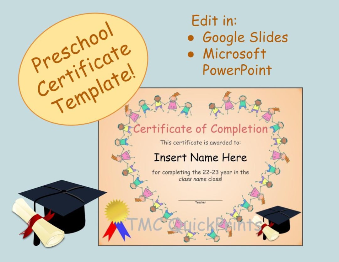 Graduation Certificate for Pre-k & Kindergarten | Downloadable Template ...