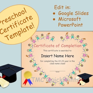 Graduation Certificate for Pre-k & Kindergarten | Downloadable Template ...