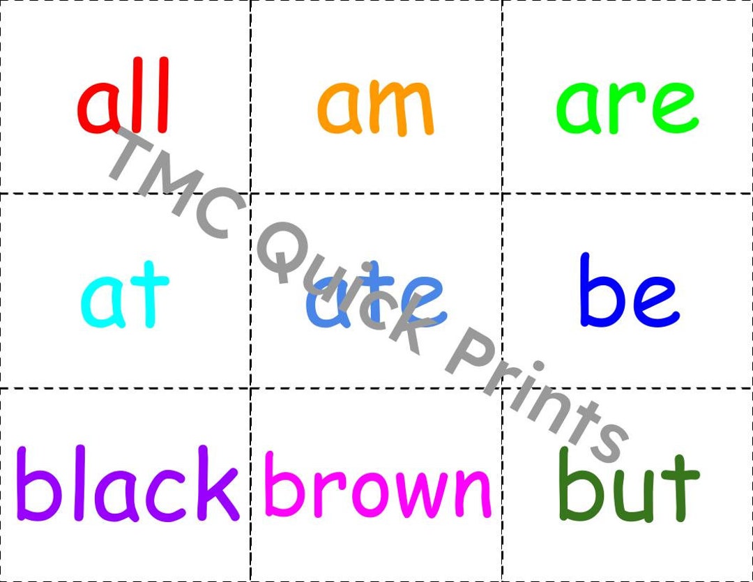 Kinder Sight Word Flashcards Dolch Sight Words - Etsy