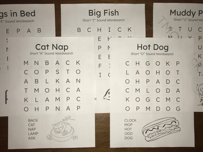 Vowel Sound Wordsearches 10 Printable Puzzles for Kids - Etsy