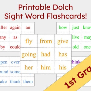 1st Grade Dolch Sight Word Flashcards | DOWNLOAD | Flashcards in Color ...