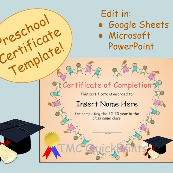 Graduation Powerpoint Certificate Template - Etsy