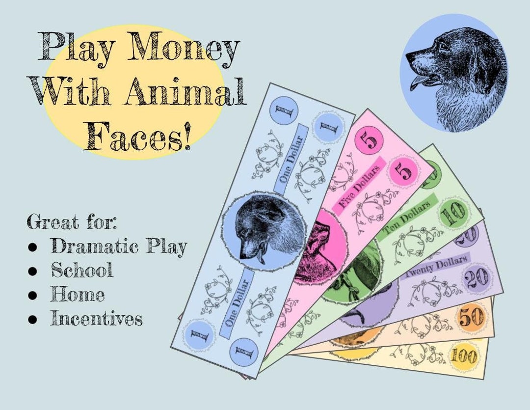 Printable Animal Play Money: Home & School Incentive (digital Download ...