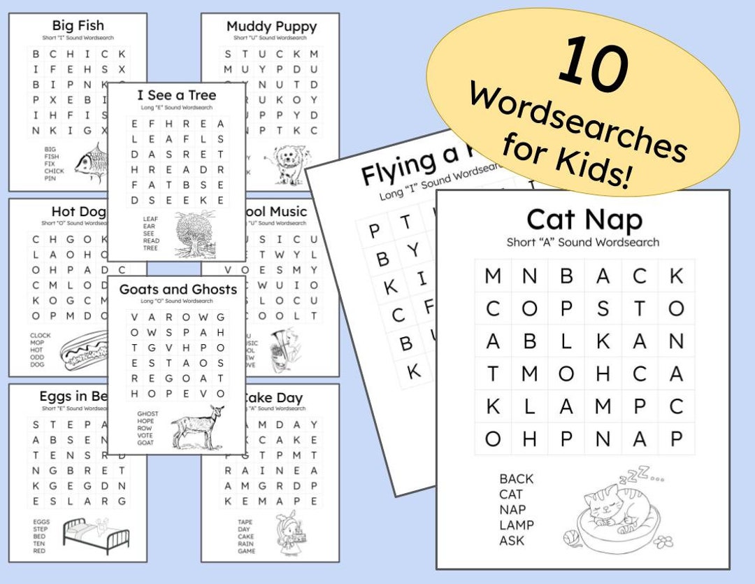 Vowel Sound Wordsearches | 10 Printable Puzzles for Kids! | Long and ...