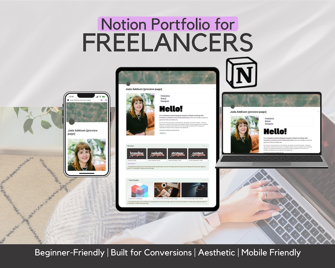 Notion Portfolio Template for Freelancers, Designers (digital Download ...
