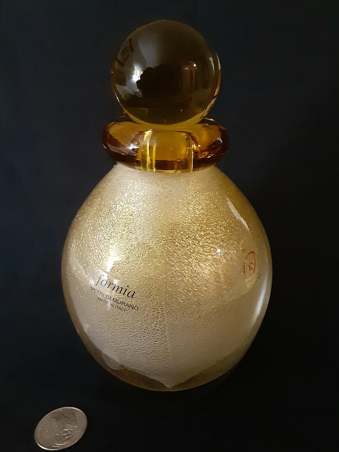 Vintage Amber & Gold Fleck Murano Bottle W/stopper(signed on Base) - Etsy