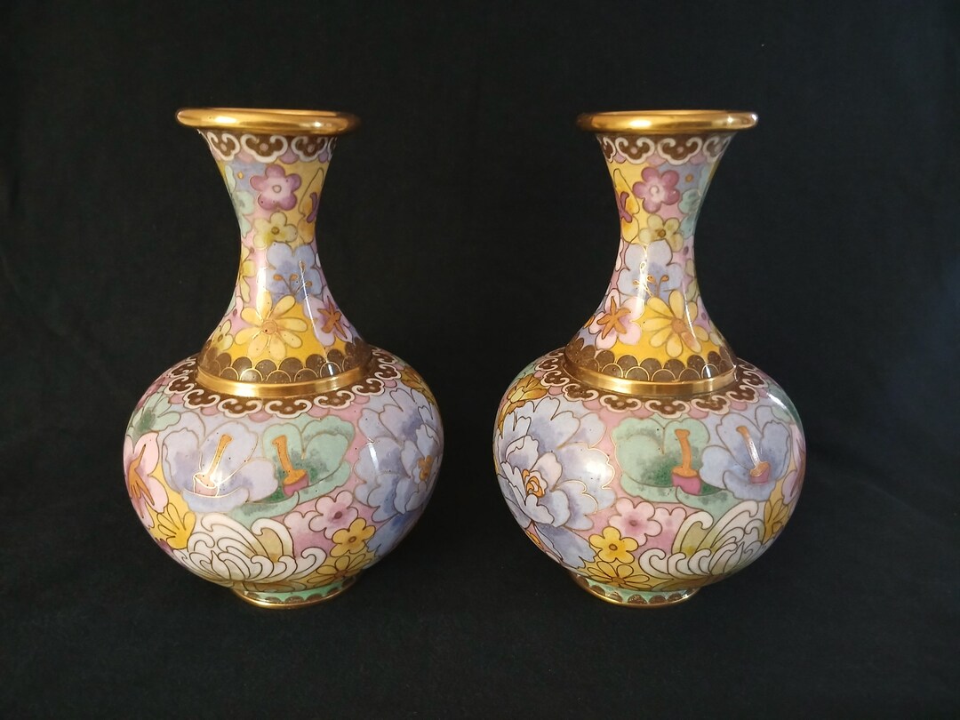 Jingfa Chinese Cloisonne Vases (set of Matching Vases) - Etsy