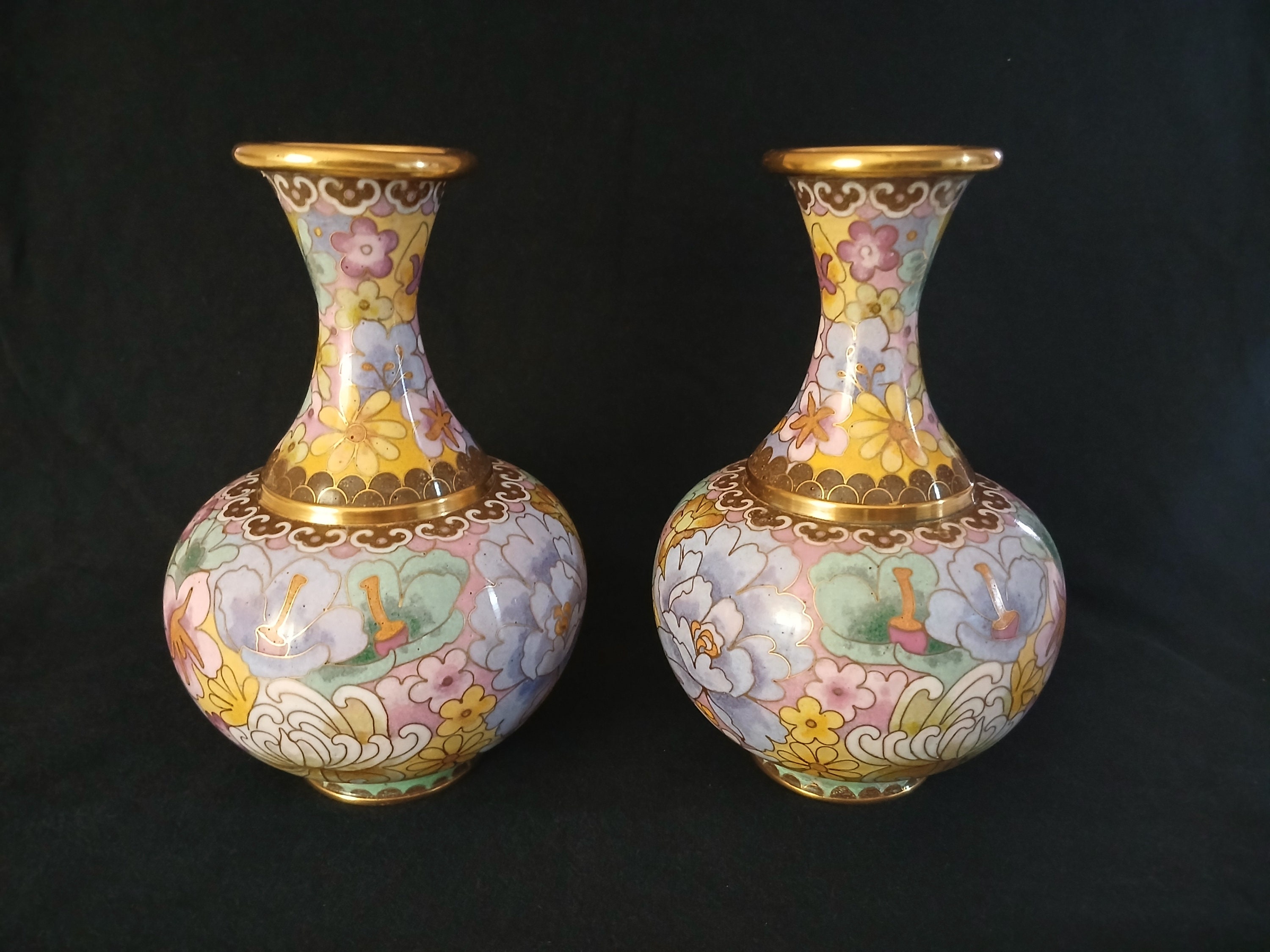 Jingfa Chinese Cloisonne Vases set of Matching Vases - Etsy