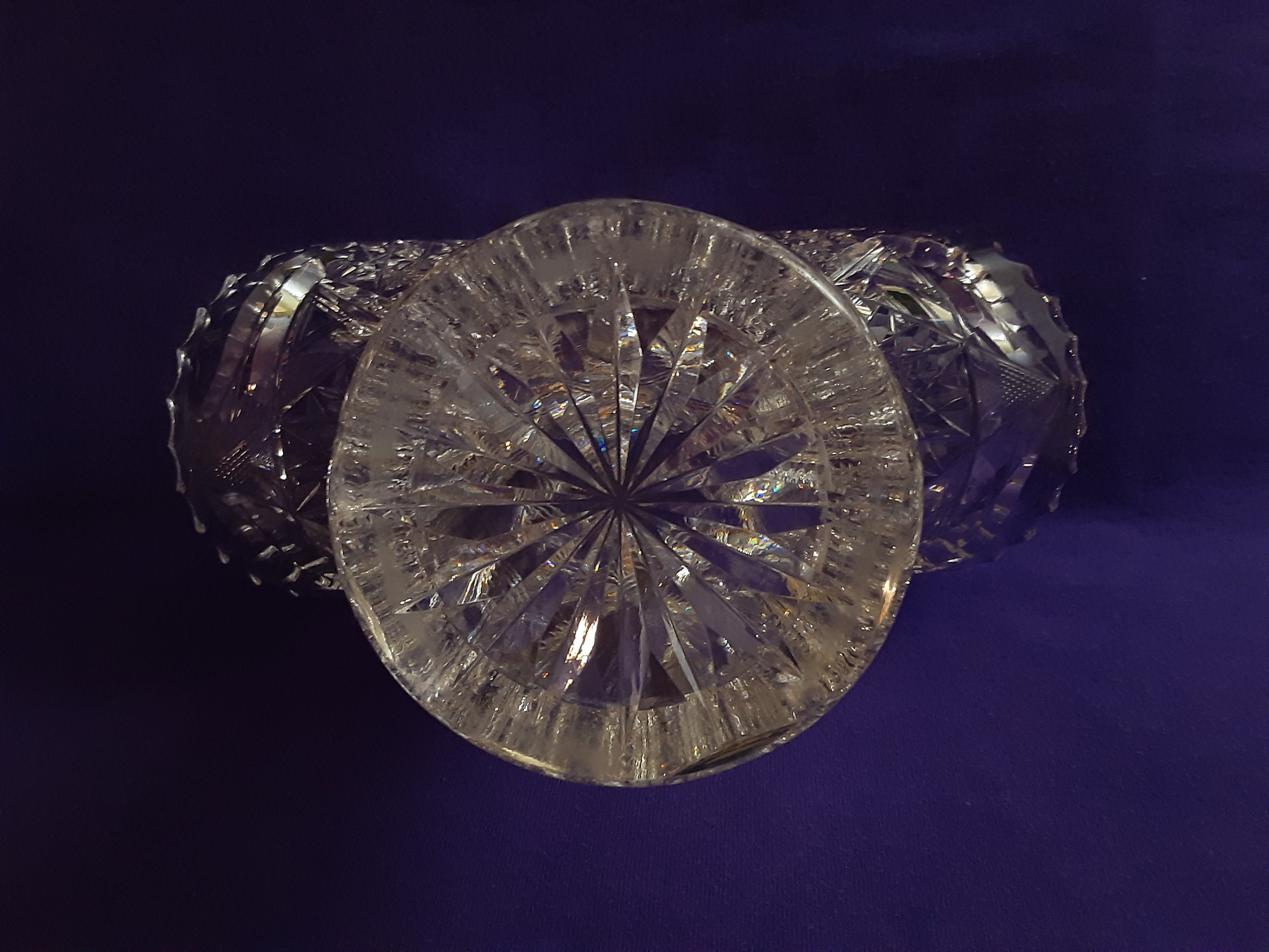 Antique Brilliant Cut Glass Footed Vase Etsy