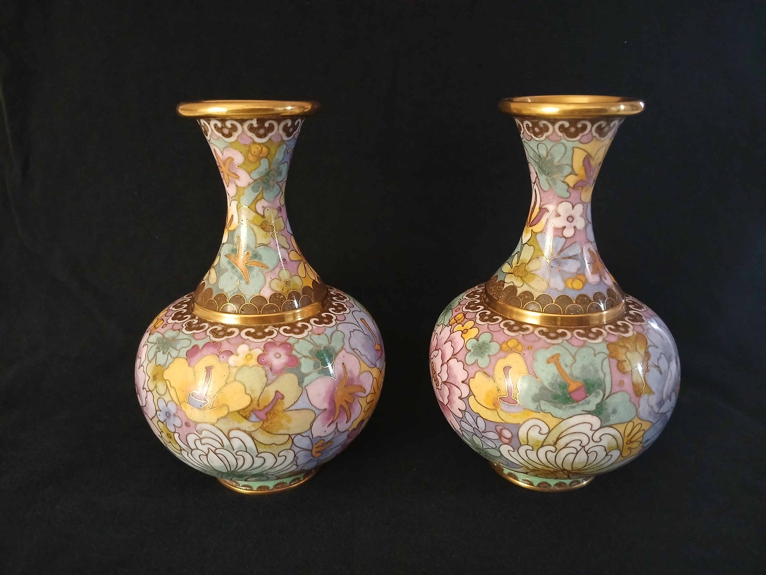 Jingfa Chinese Cloisonne Vases set of Matching Vases - Etsy