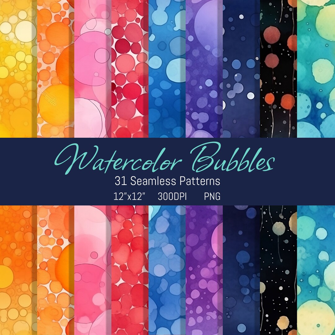 Watercolor Bubbles Digital Paper, Seamless Pattern, Commercial Use ...