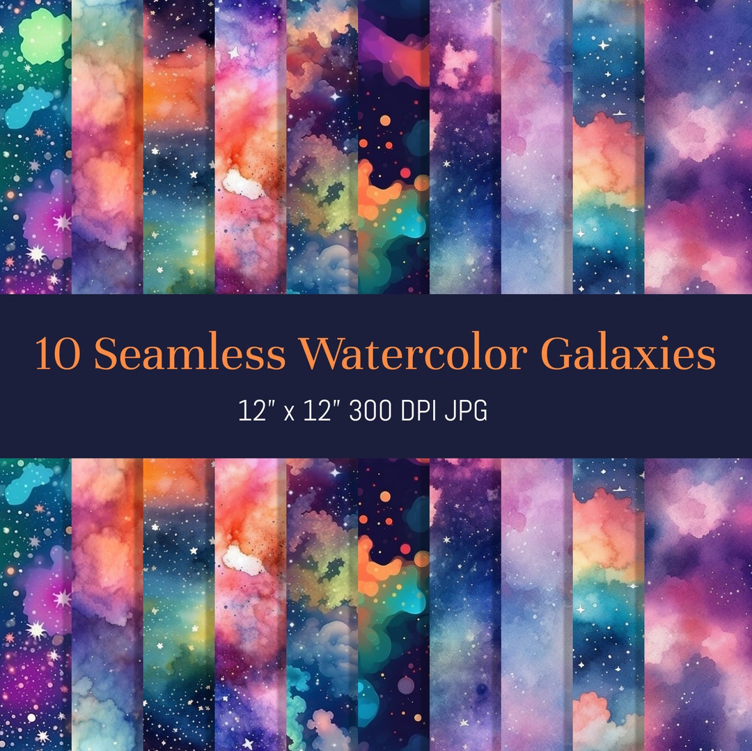 Seamless Galaxy Watercolor Digital Paper, Space, Galaxy Prints ...