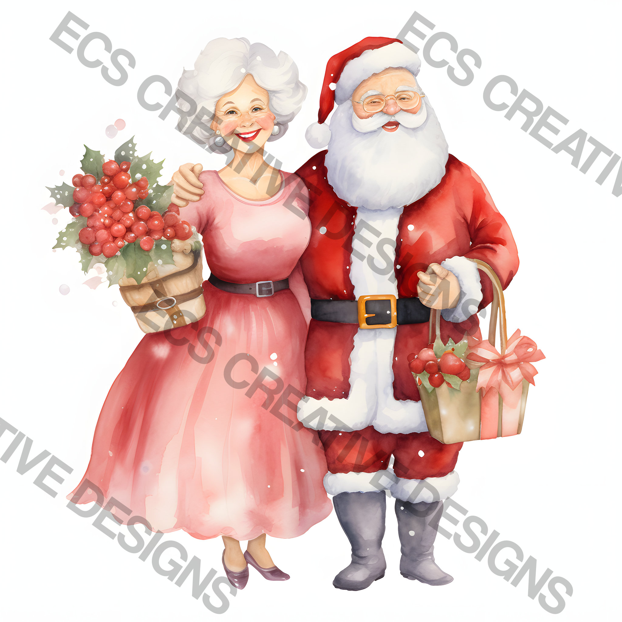 Santa & Mrs Claus Clipart Bundle, Digital Download for Commercial Use ...