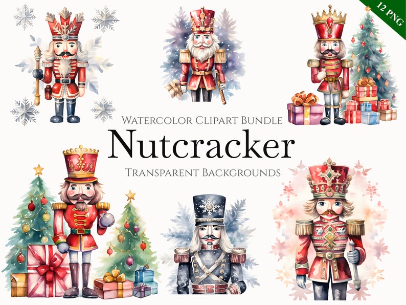 Watercolor Nutcracker Clipart Bundle, Instant Digital Download, 12 High ...