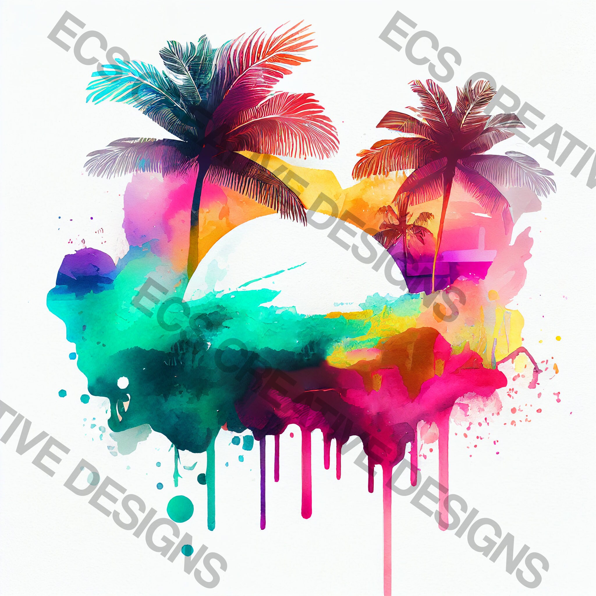 Tropical Summer Watercolor Clipart Bundle PNG Instant - Etsy