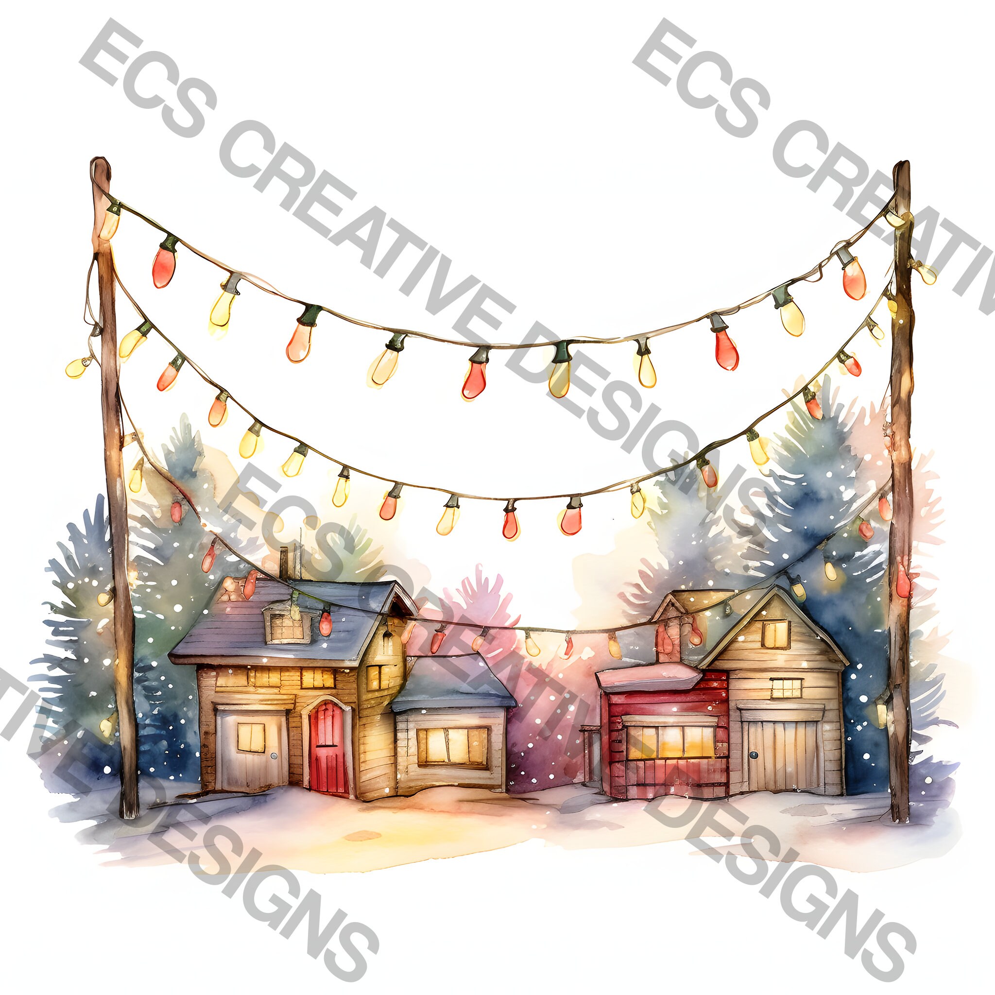 Watercolor Winter Wonderland Clipart Bundle of 35 PNG Files for Digital ...