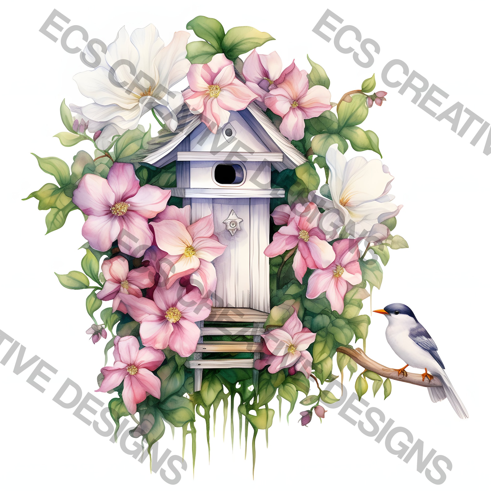 Watercolor Birdhouse Clipart Bundle, Instant Digital Download, 40 High ...