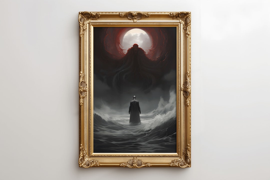 Printable Blood Moon Scene Print, Creepy Scene Painting, Halloween ...